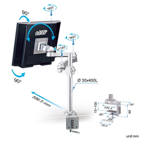 水平多関節アーム LA-51SC-1 モダンソリッドモニターアーム 株式会社ウィンテクノ｜液晶テレビの壁掛けアームや天吊り金具の販売のウィンテクノ