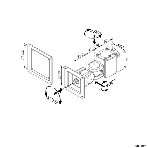 モダンソリッド支柱用アーム LA-37QA｜液晶テレビの壁掛けアームや天吊り金具の販売のウィンテクノ